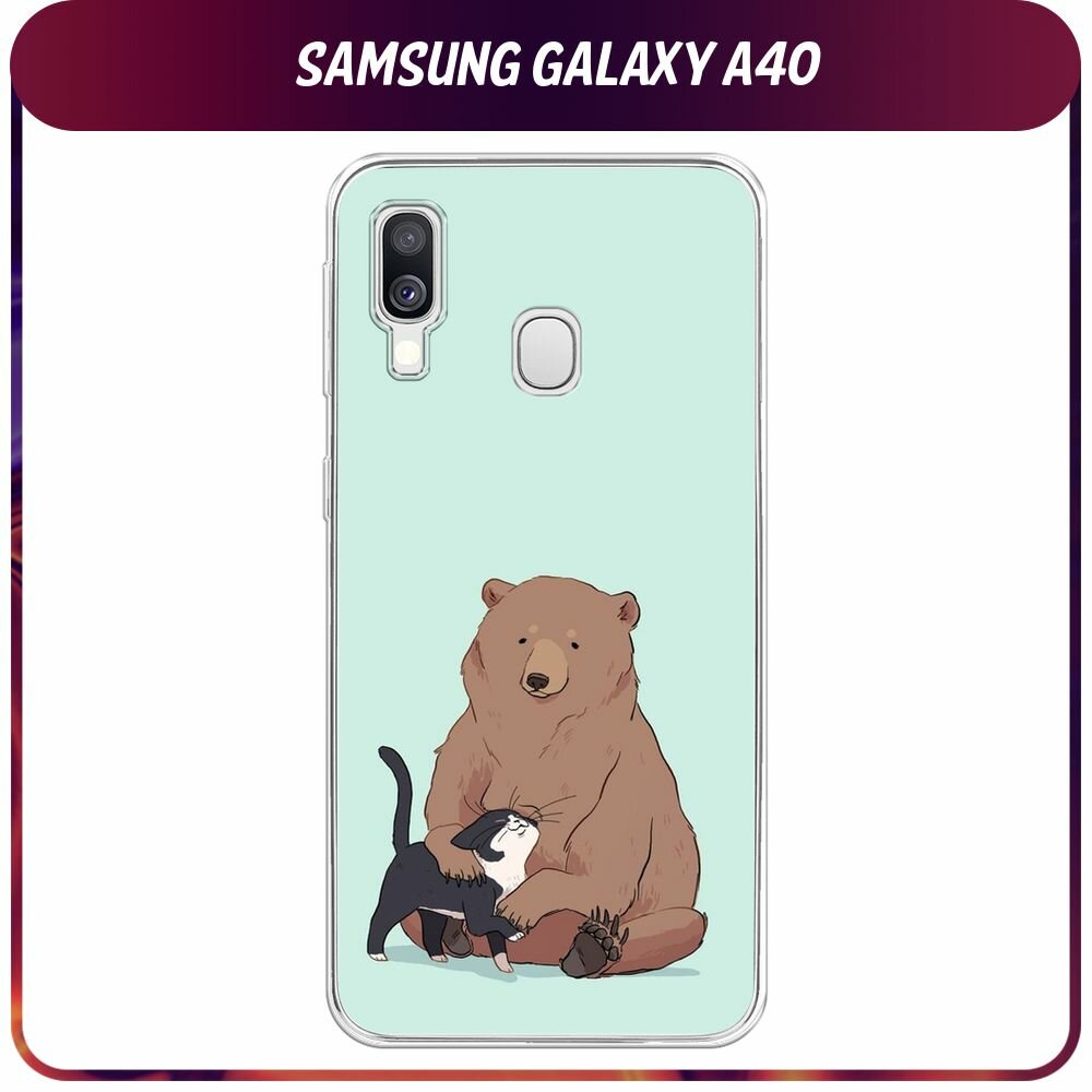 Чехол на Samsung Galaxy A40 / Самсунг Галакси А40 с принтом "Медведь и кошка дружба"