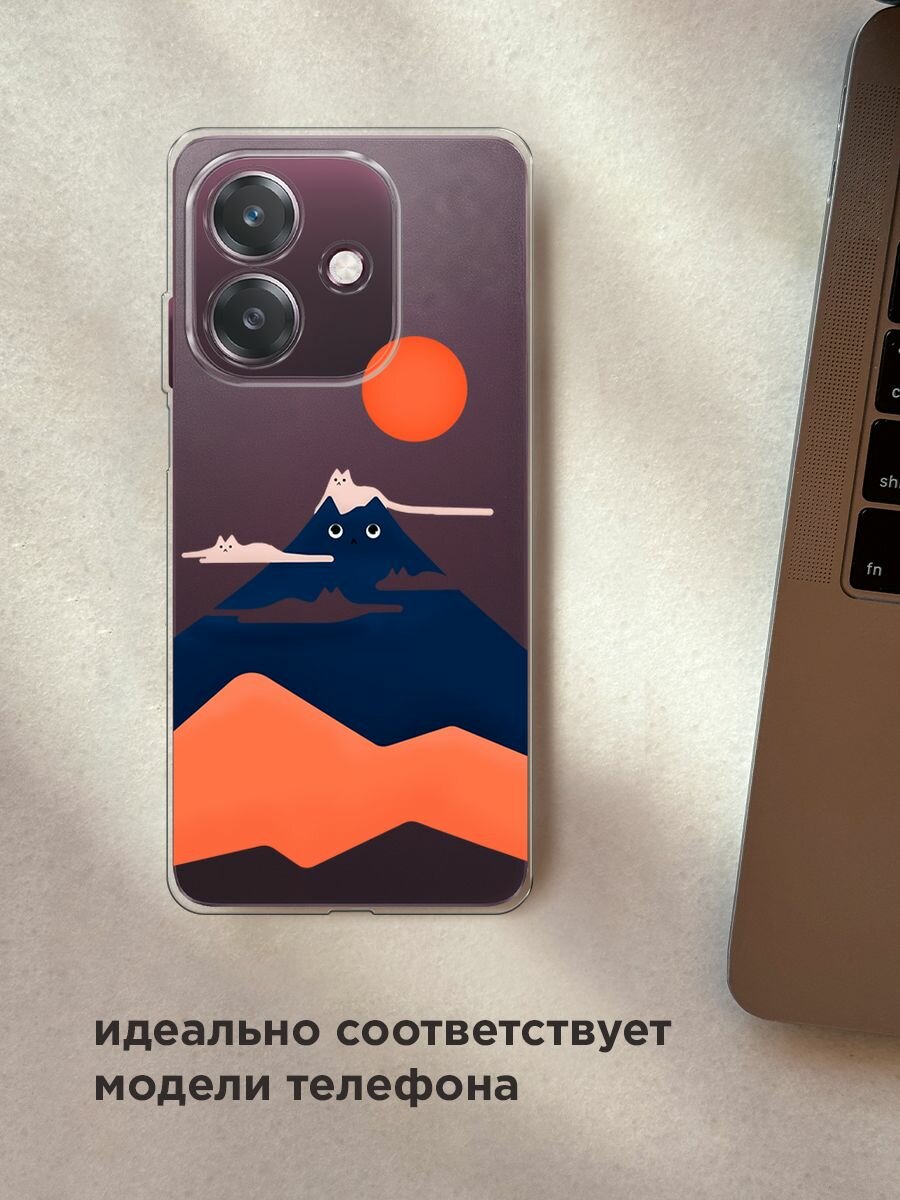 Чехол на Oppo A3/A3x / Оппо А3/A3x с принтом "Кот-гора", прозрачный — фото 1