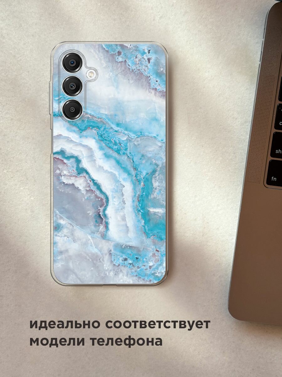 Чехол на Samsung Galaxy A16 / Самсунг А16 с принтом "Нежно-голубой мрамор" — фото 1