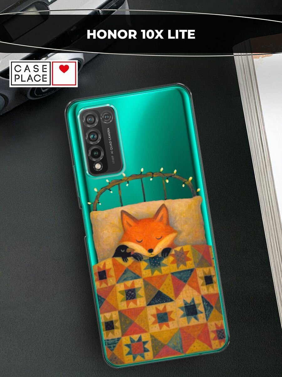 Чехол на Honor 10X Lite / Хонор 10X Лайт с принтом "Лисичка спит", прозрачный