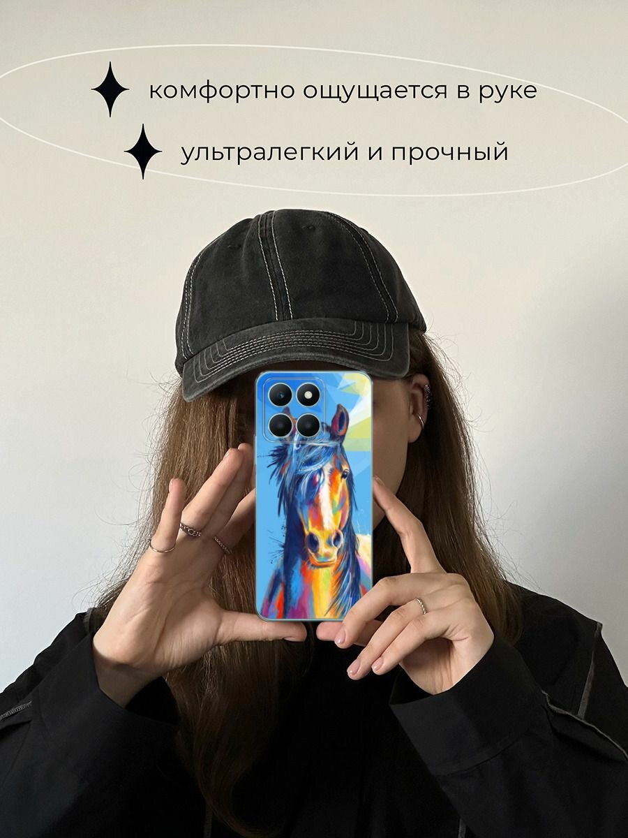 Силиконовый чехол на Honor X6A / Хонор X6A с принтом "Лошадь арт 3" — фото 1