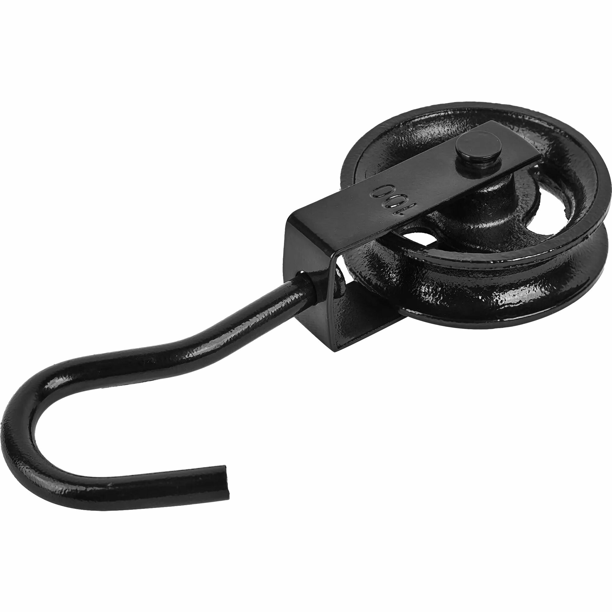 Одинарный тросовый блок с крюком и металлическим шкивом 100 мм для подъема и тяги