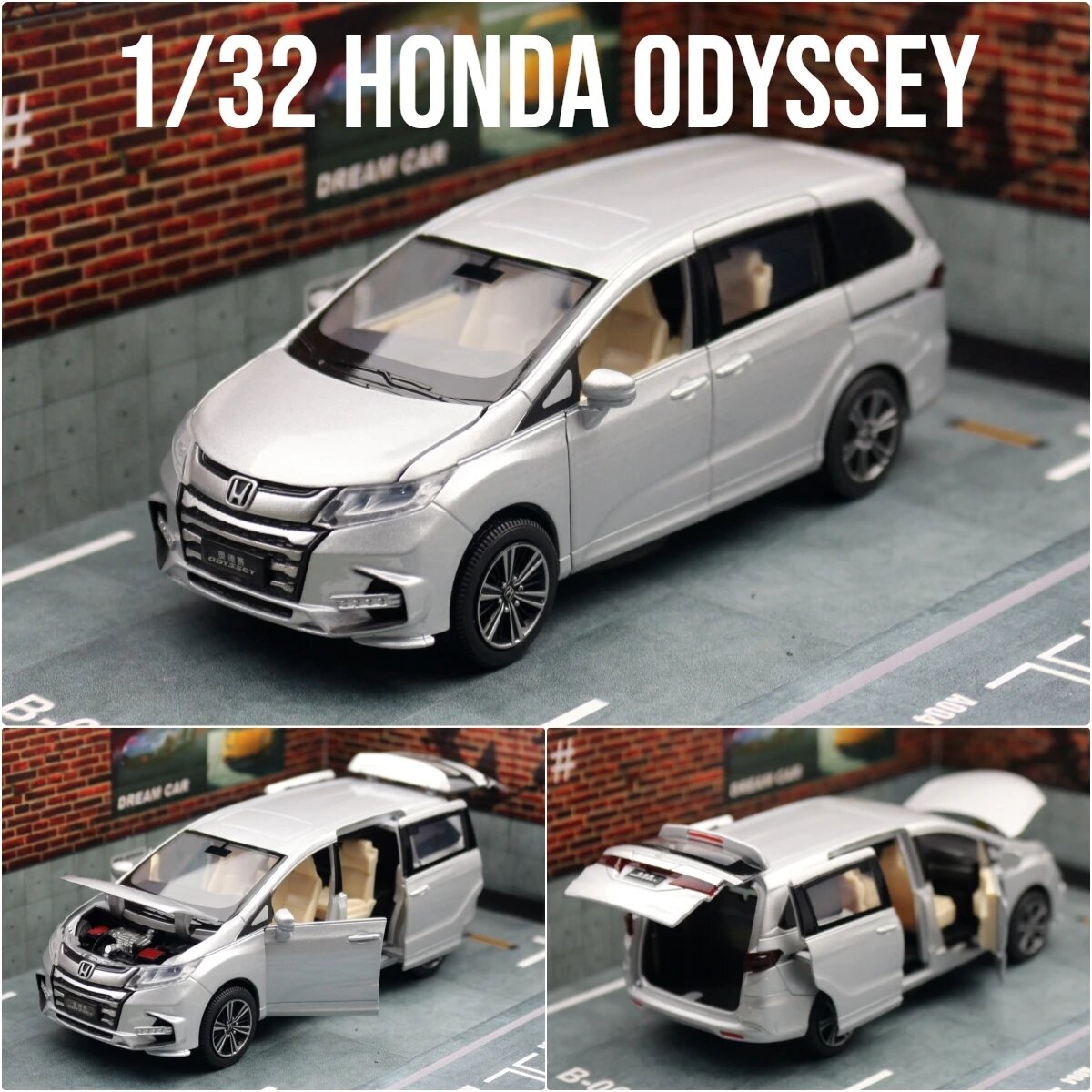 1/32 Honda Odyssey MPV Спортивная Игрушечная модель автомобиля JKM литая искусственная передача звука и фотоколлекция подарок для мальчиков, Белый