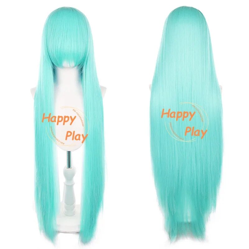 Синтетический парик 100 см с челкой синий фиолетовый разноцветный 47