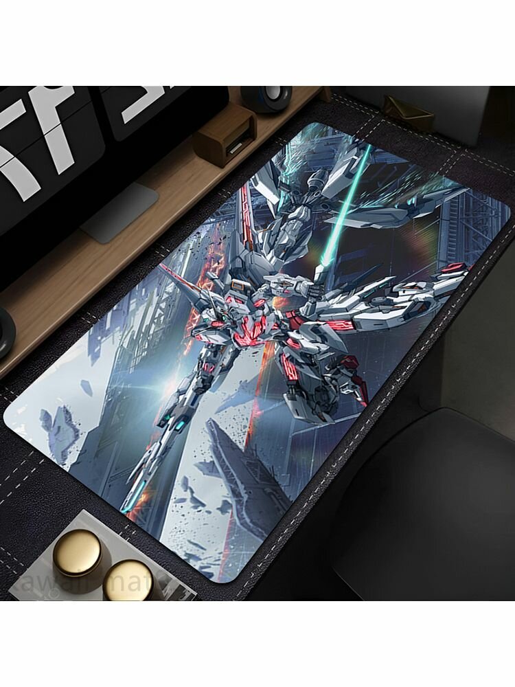 Коврик Machenike Mecha Team, нескользящая основа, цвет голубой/светло-серый/лазурный