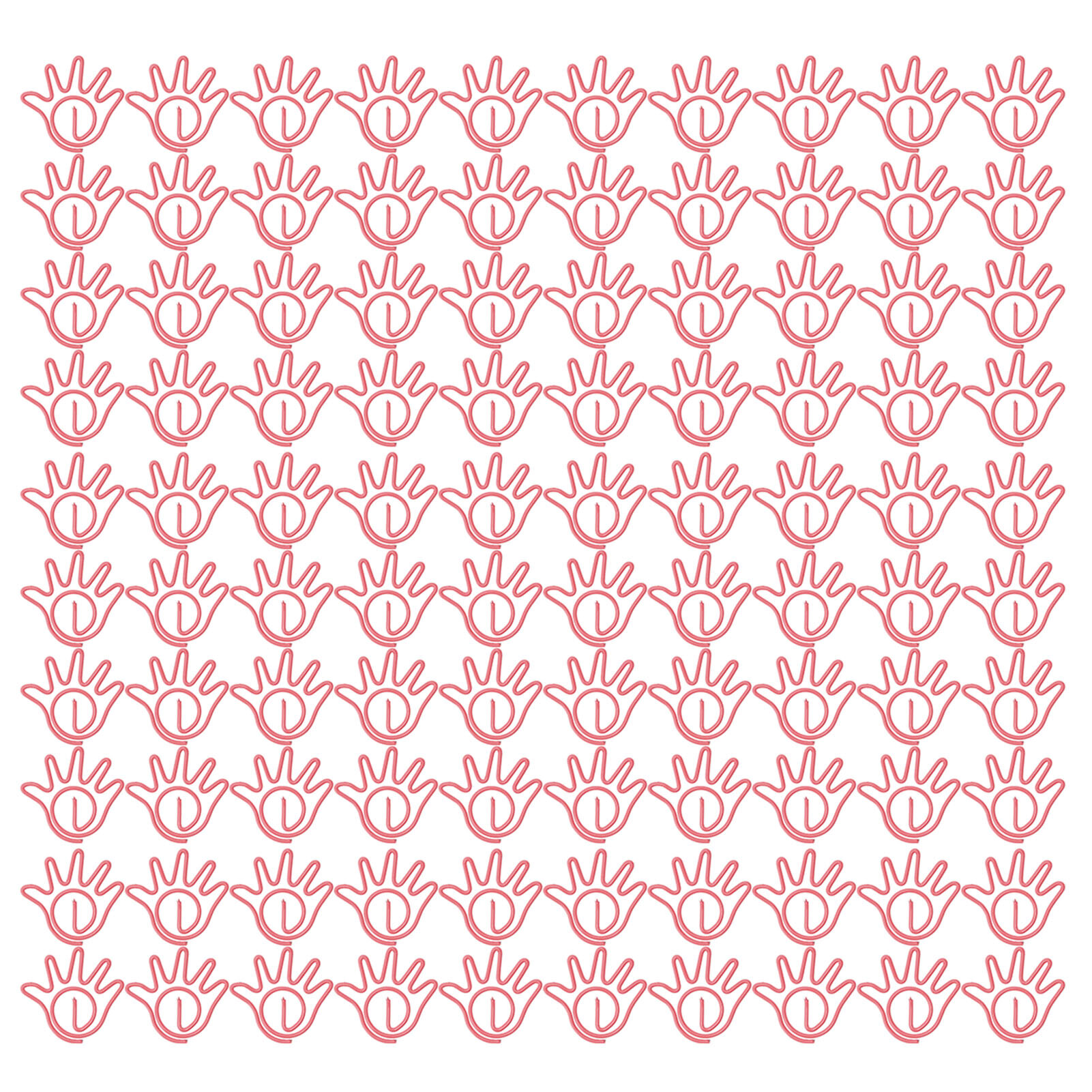 100 металлических скрепок в форме руки, нержавеющие, декоративные скрепки для офиса и школы, розовые.