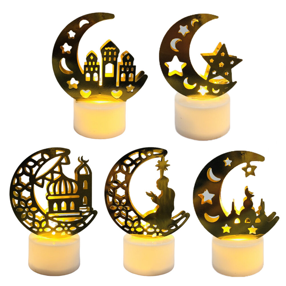 5pcs привел Eid Ramadan Candle Light Мусульманский декор орнамент мусульманские светодиодные свечи легкие вечеринки