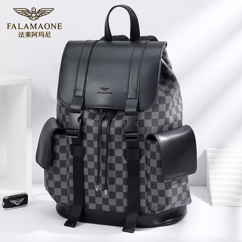 Мужской рюкзак Falai Armani, роскошная модная мужская сумка, сумка в шахматную клетку, мужская классическая, универсальный стиль, модная вместительная сумка