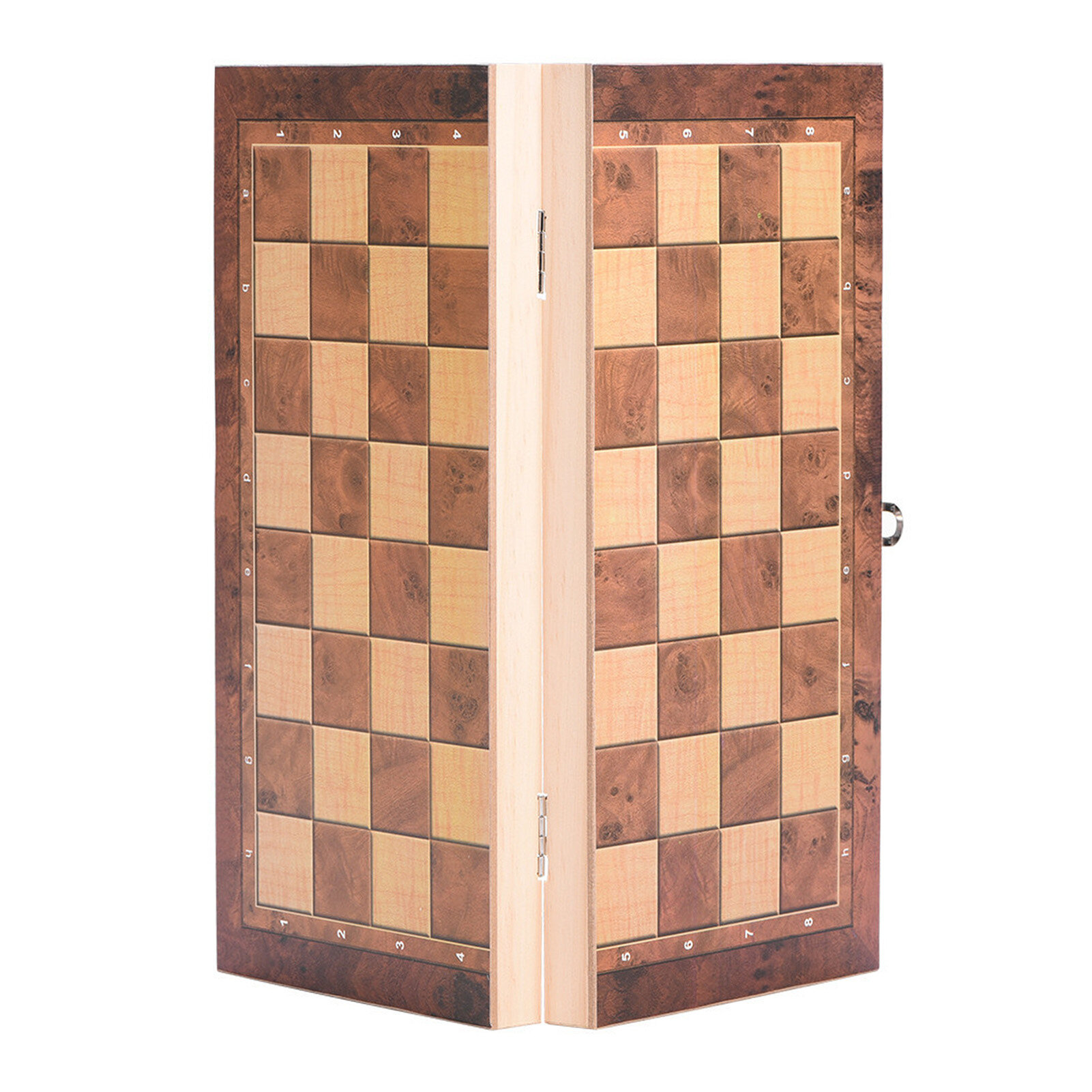 Портативная деревянная шахматная доска 3-в-1, складная, 29x29 см, компактная игра в шахматы для вечеринок и семейных мероприятий, удобная для путешествий, прочная конструкция.