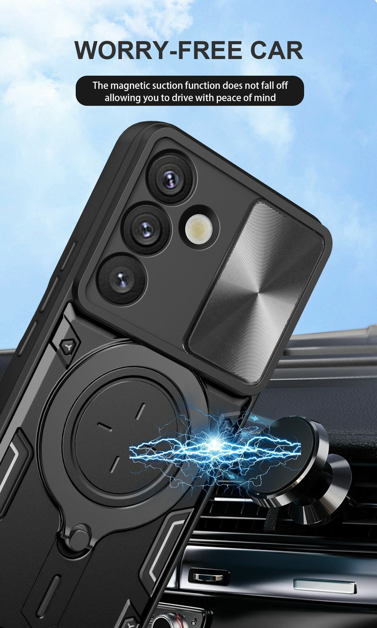 Чехол с кольцом Big Ring Case для Samsung Galaxy S24 черный ударопрочный