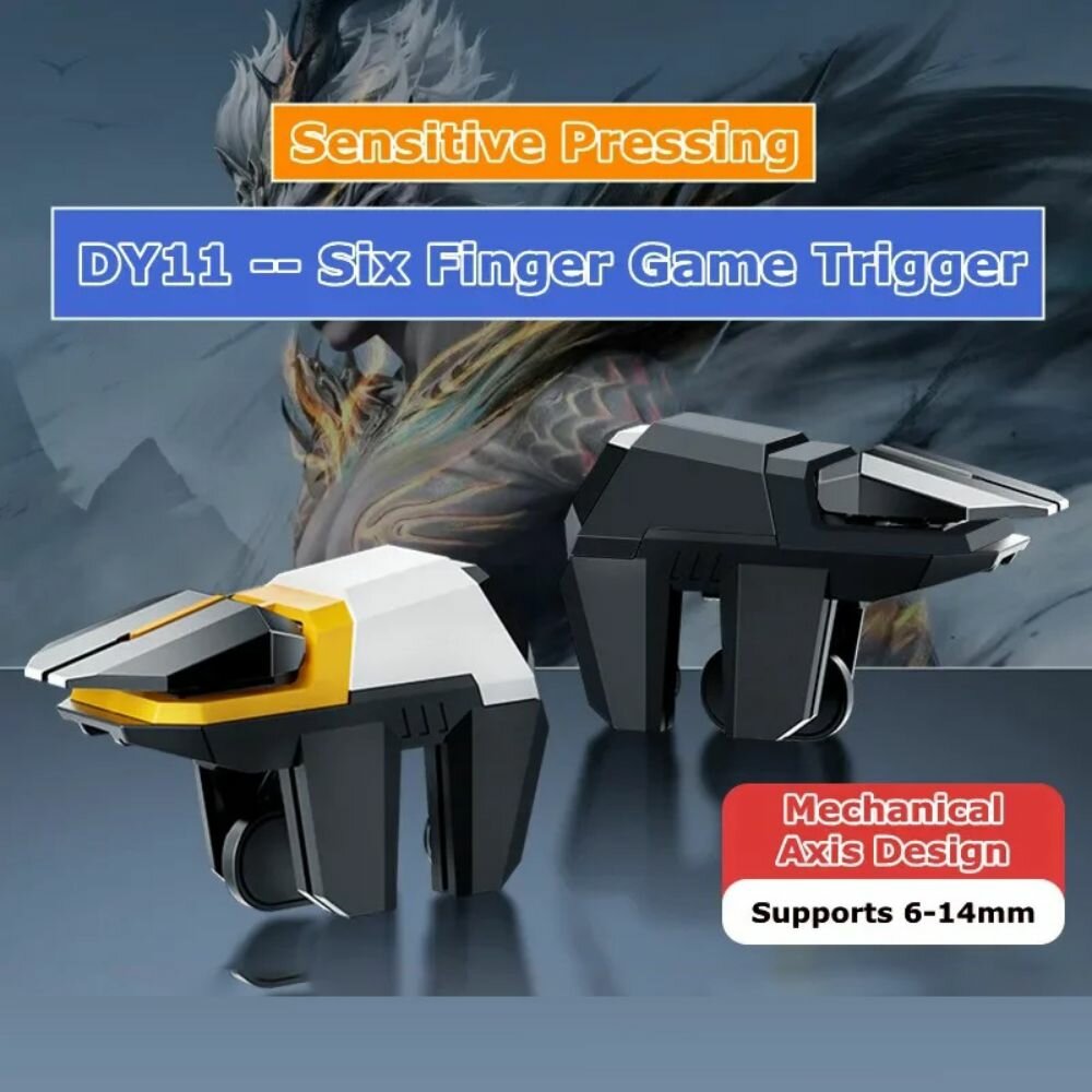 Игровой триггер Six Fingers Mobile PUBG DY11 ABS+Alloy L1 R1 Key Button для iOS Android Universal Phone Gamepad Controller