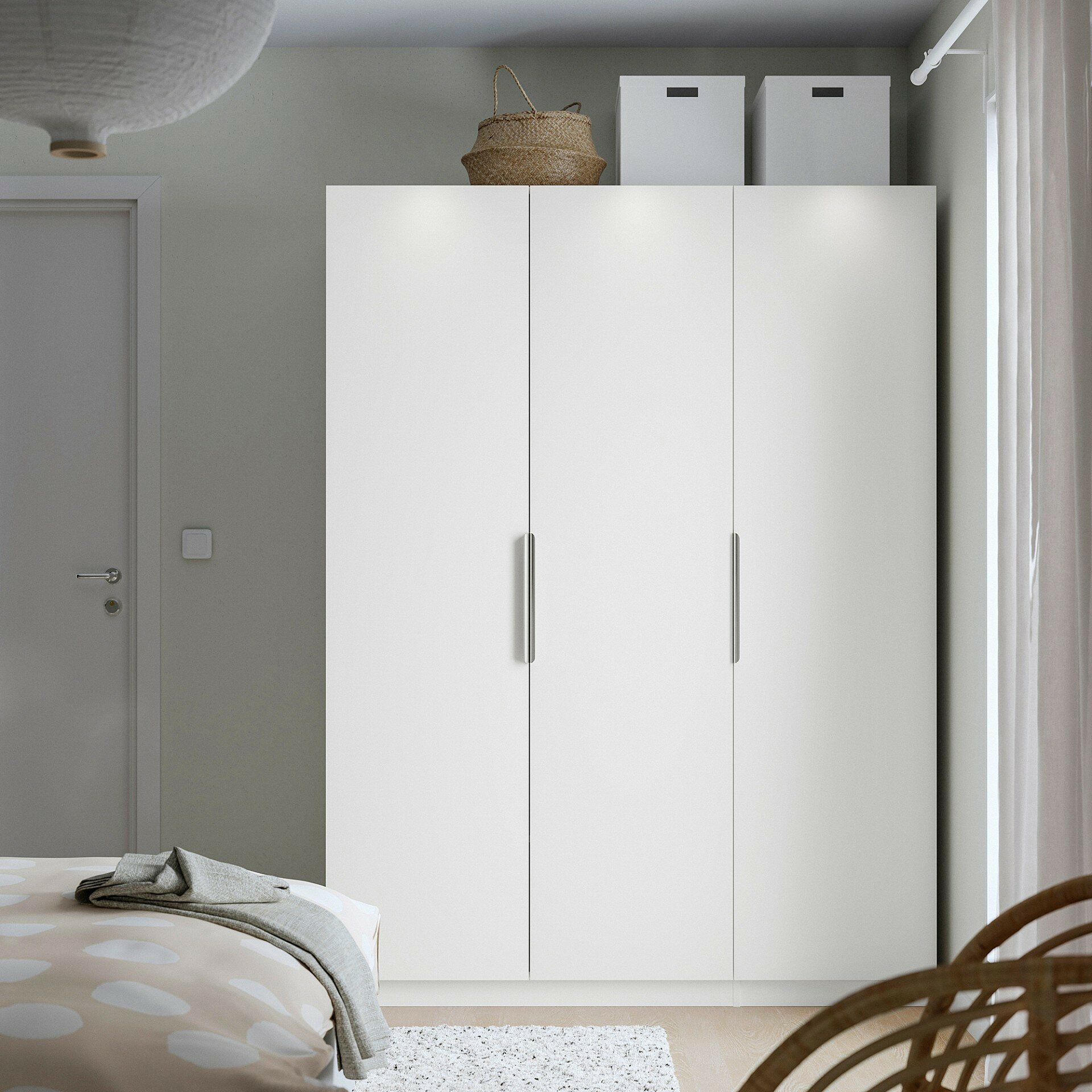 Распашной шкаф PAX FORSAND (белый) (с полками) NEW 150*50*220 см Фиеста Для одежды,