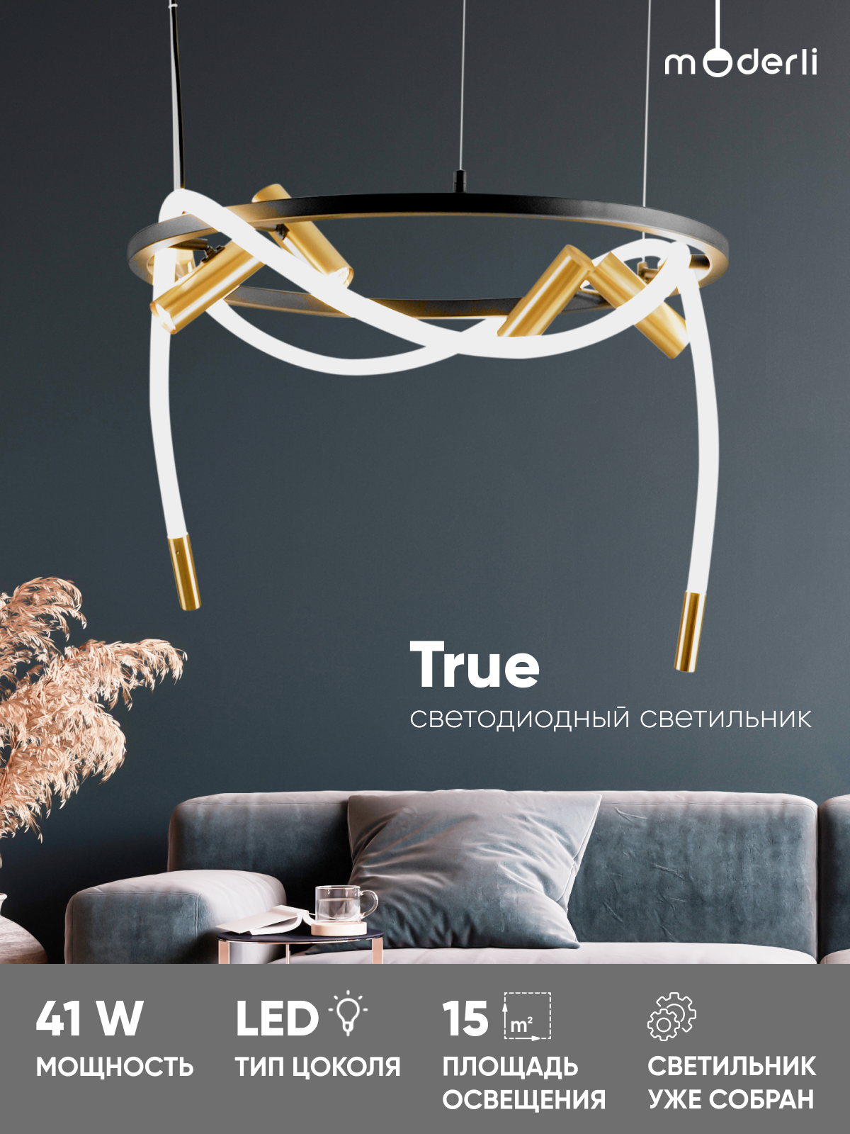 Светильник подвесной светодиодный Moderli V10690-PL True, регулируемый