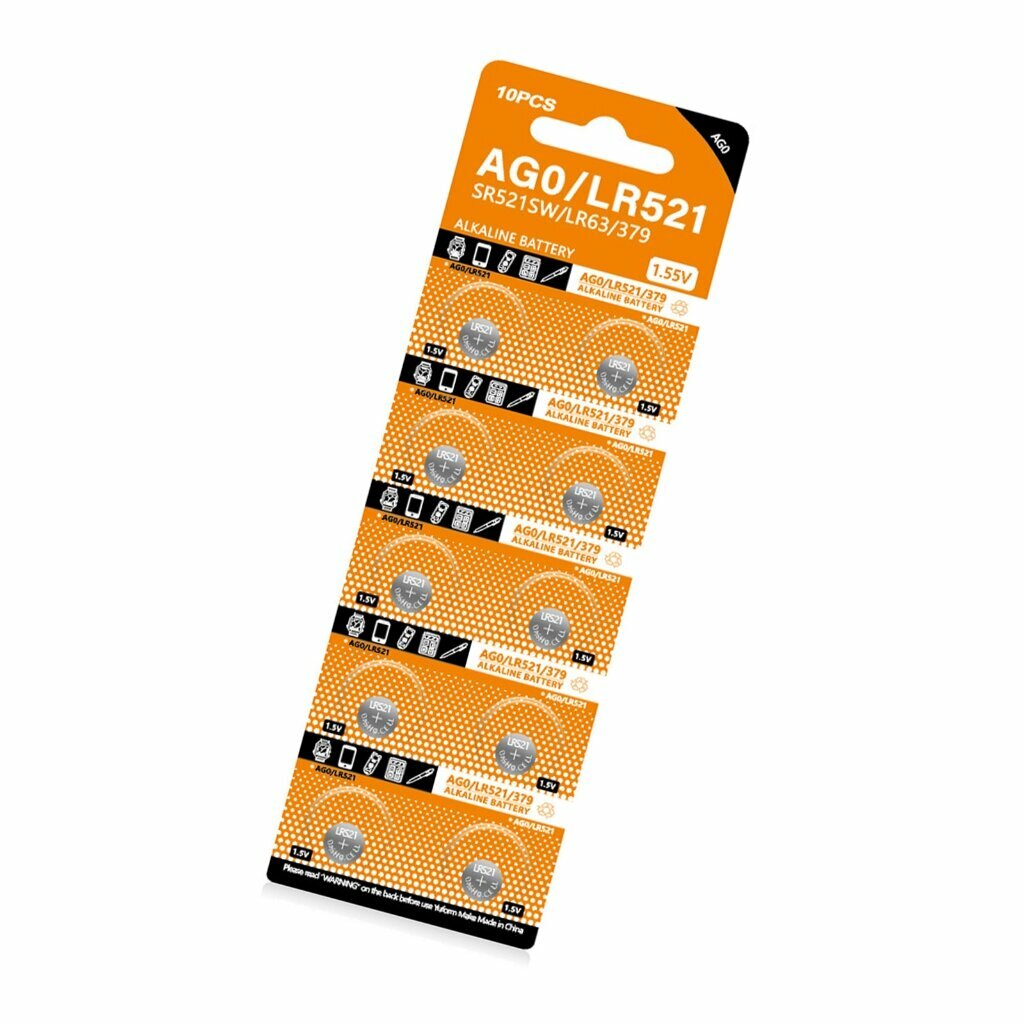 10шт Батарейка Для Часов AG0 Battery SR521 AG521 Батарейка Для Часов LR521 Кнопочный Элемент