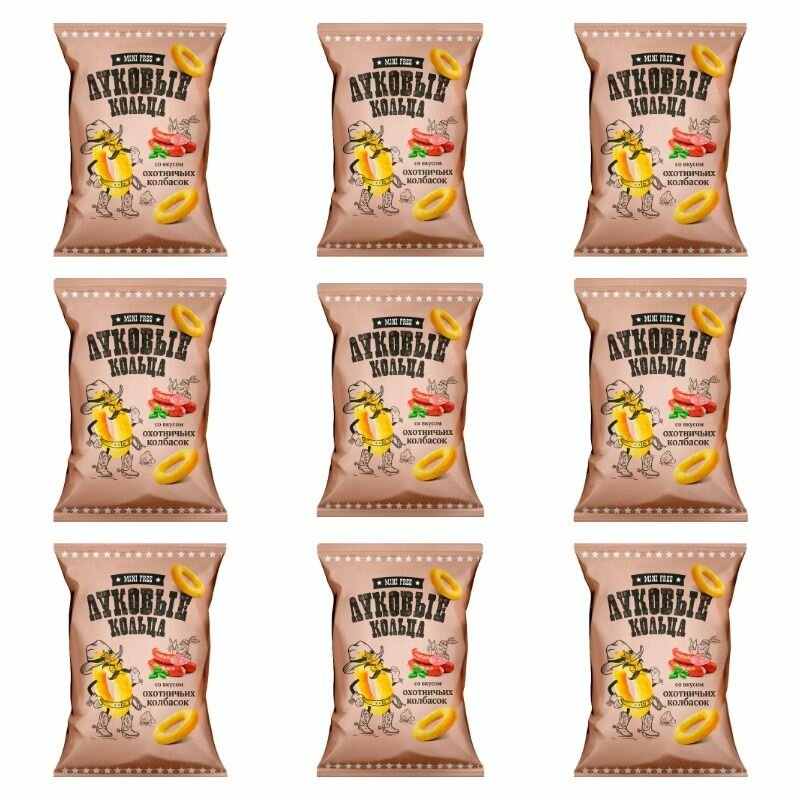 MiniFree Луковые кольца, Охотничьи колбаски, 45 г, 9 уп