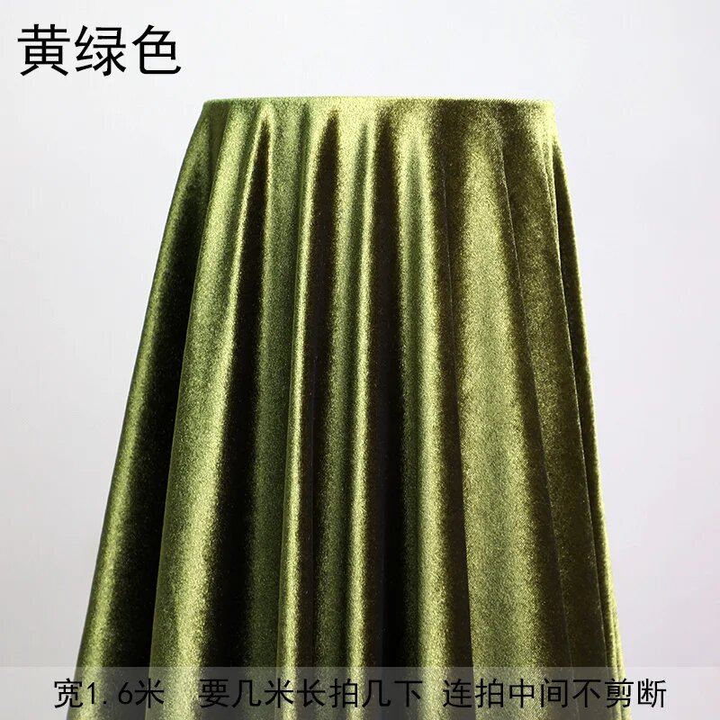 Корейская стрейч велюровая ткань черная зеленая 1,6 м Yellow-green 15
