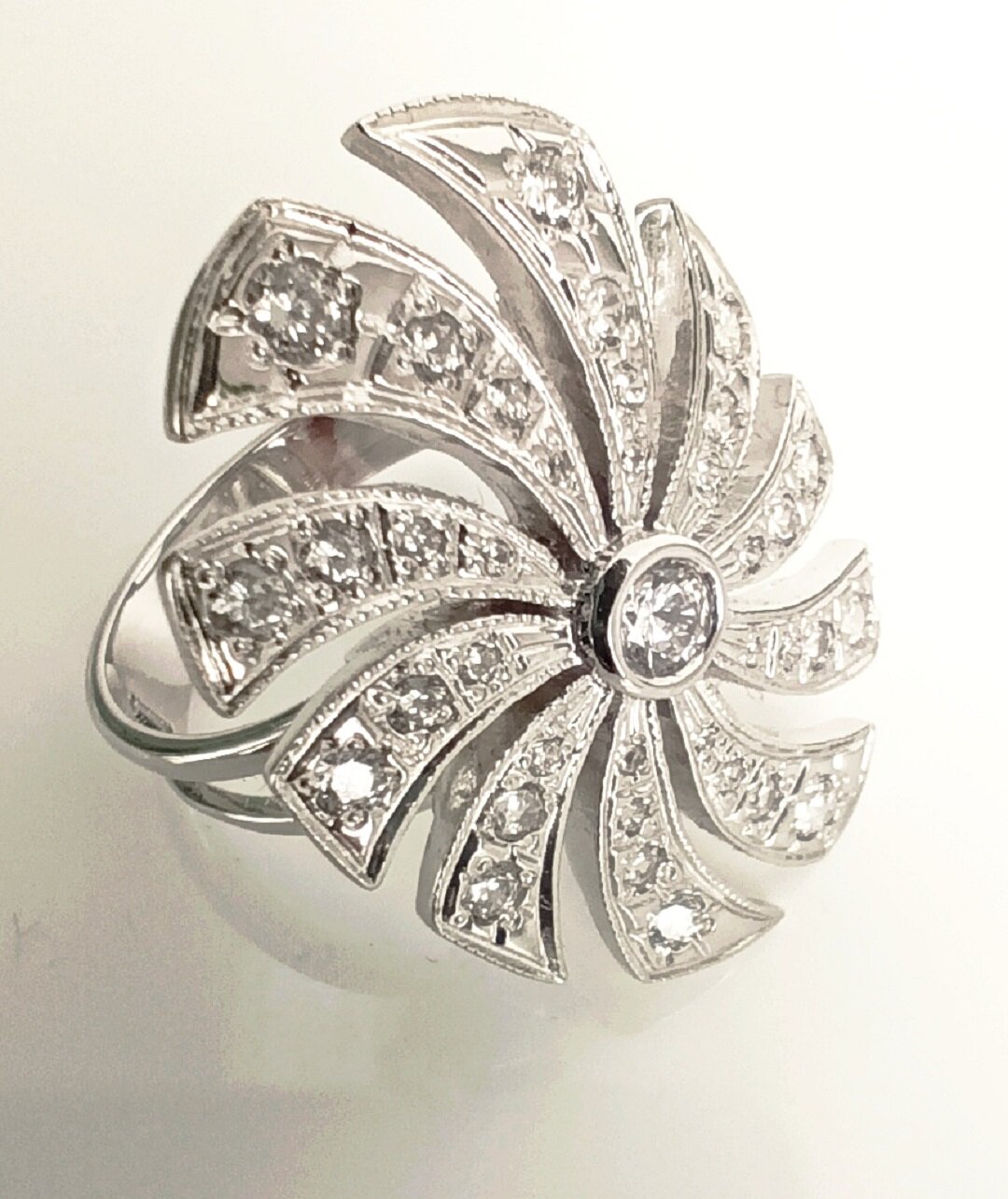 Перстень, серебро, 925 проба, родирование, фианит