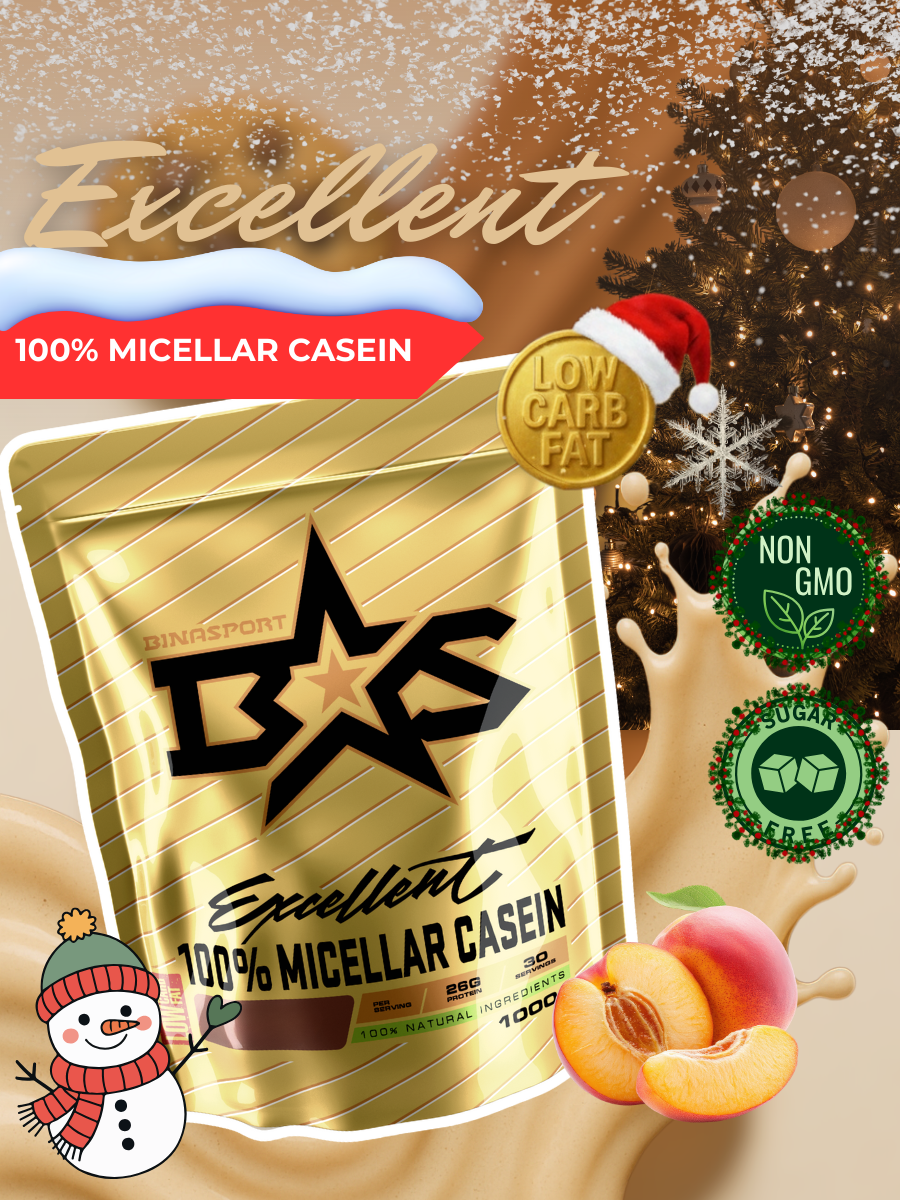 Мицеллярный казеин Binasport "100% Miccellar Casein" 1000 г со вкусом персика