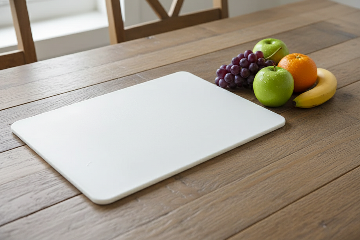Доска разделочная из полипропилена 45х30см, белая, двухсторонняя, с маркировкой продуктов