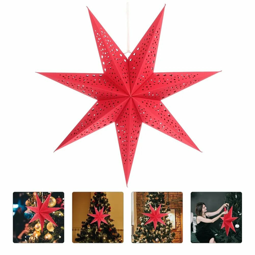 Подвесной Абажур В Форме Звезды, Красный, Бумажный, Для Праздничных Торжеств, 3шт