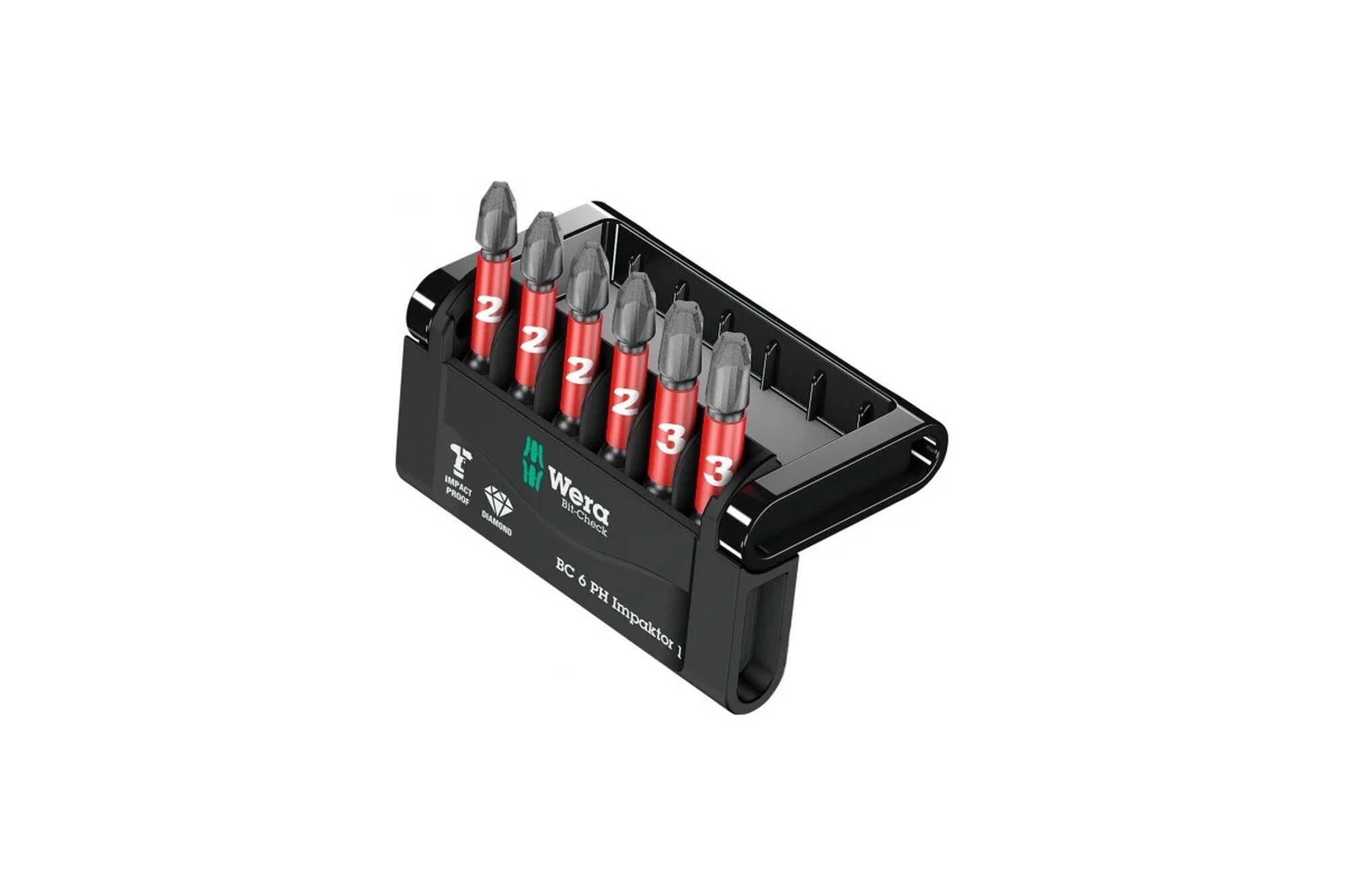 Набор бит ударных, алмаз, 6 пр, 1/4" E6.3 Bit-Check 6 PH Impaktor 1 WERA WE-057691