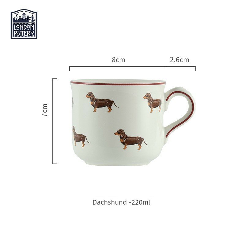 Керамическая чашка с рисунком собаки из коллекции London Pottery, традиционный английский чайный стиль