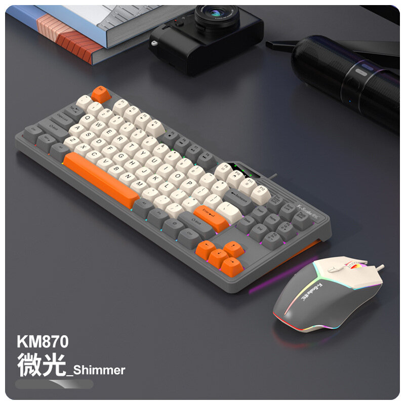 Viper K870 Проводной Механический Игровой Комплект Клавиатура и Мышь с Капсами MDA RGB-Подсветкой Цвет Мист