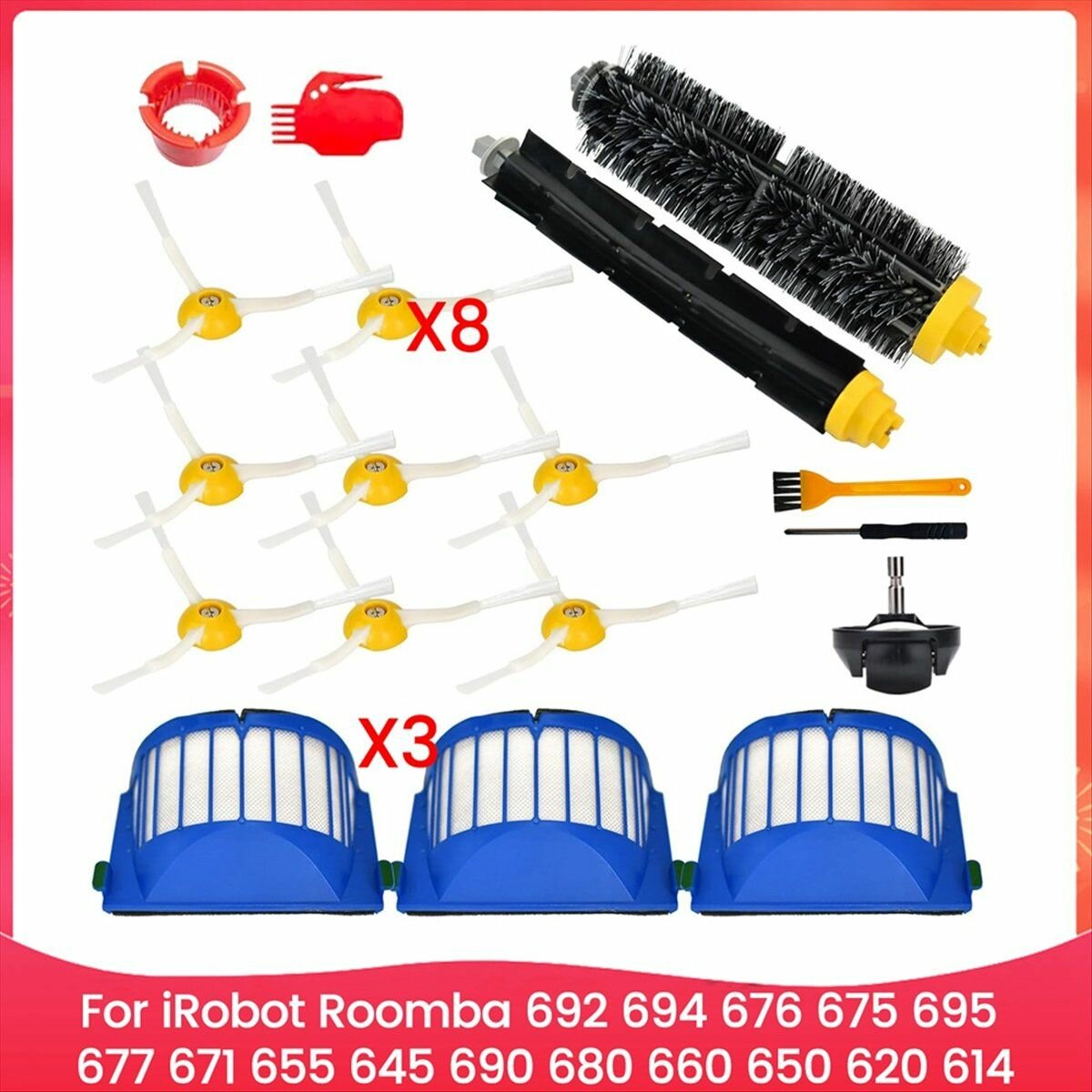 Запасные части для пылесоса IRobot Roomba 692 694 676 675 695 677 671 655 645 690 680 660 650 620 614 Фильтры для щеток пылесоса