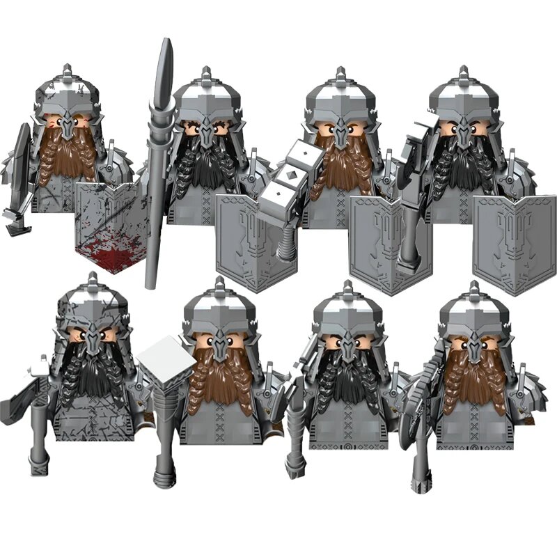MOC Medieval Military Building Blocks Elven Warrior Orc Rohan Gondor Knight Character Set Animal Army Weapon Bow Crossbow Toy