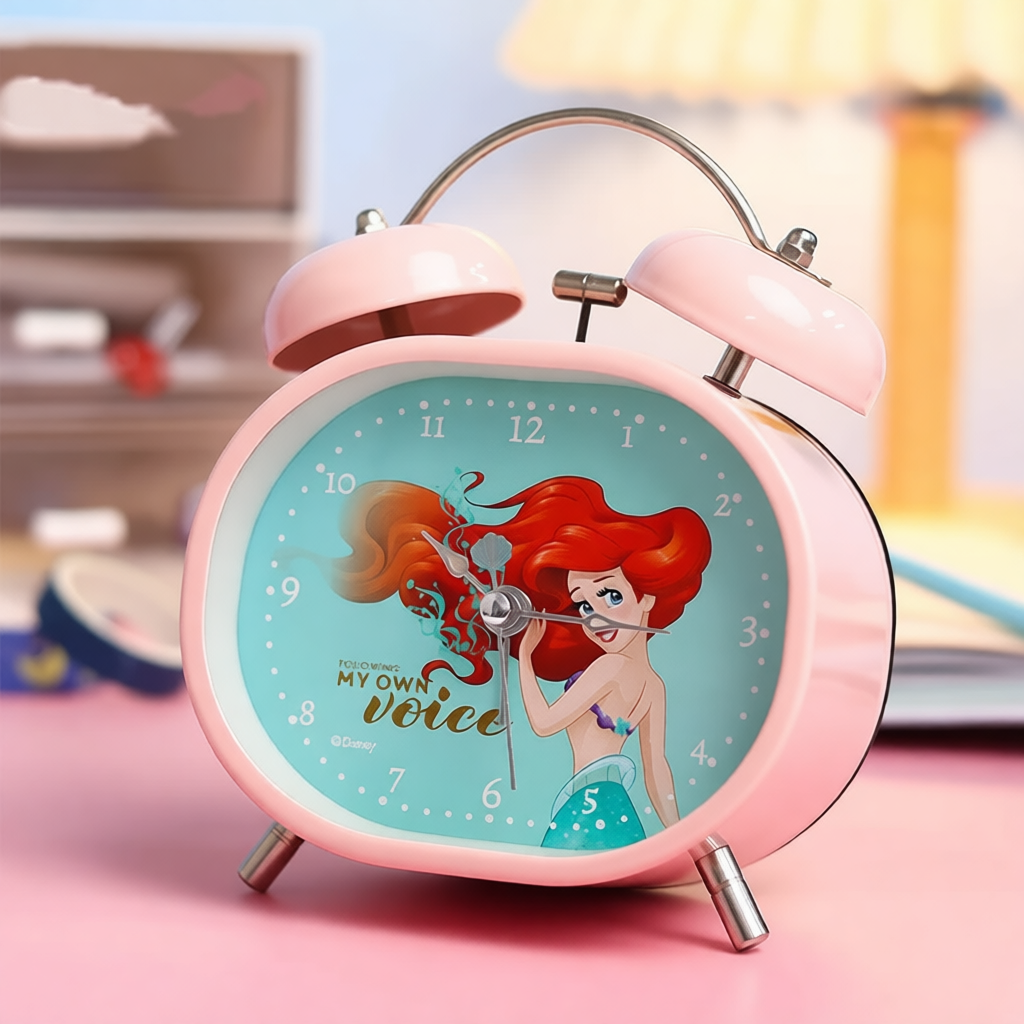 Детские часы-будильник MyPads "Русалочка", розовые, для детской комнаты, будильник