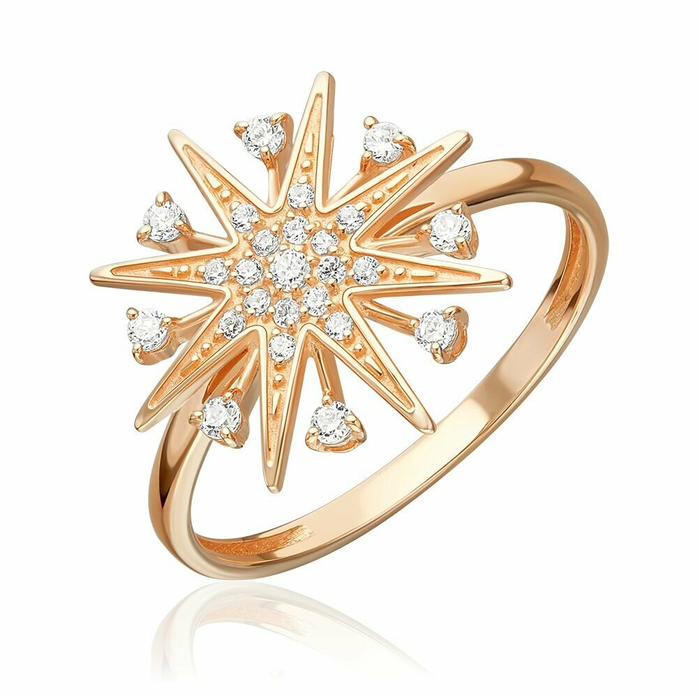 Кольцо, красное золото, 585 проба, фианит