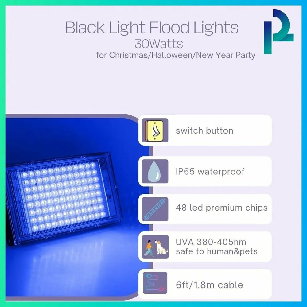 Ультрафиолетовый прожектор UV LED Flood Light УФ лампа , 395-400 нм 50w