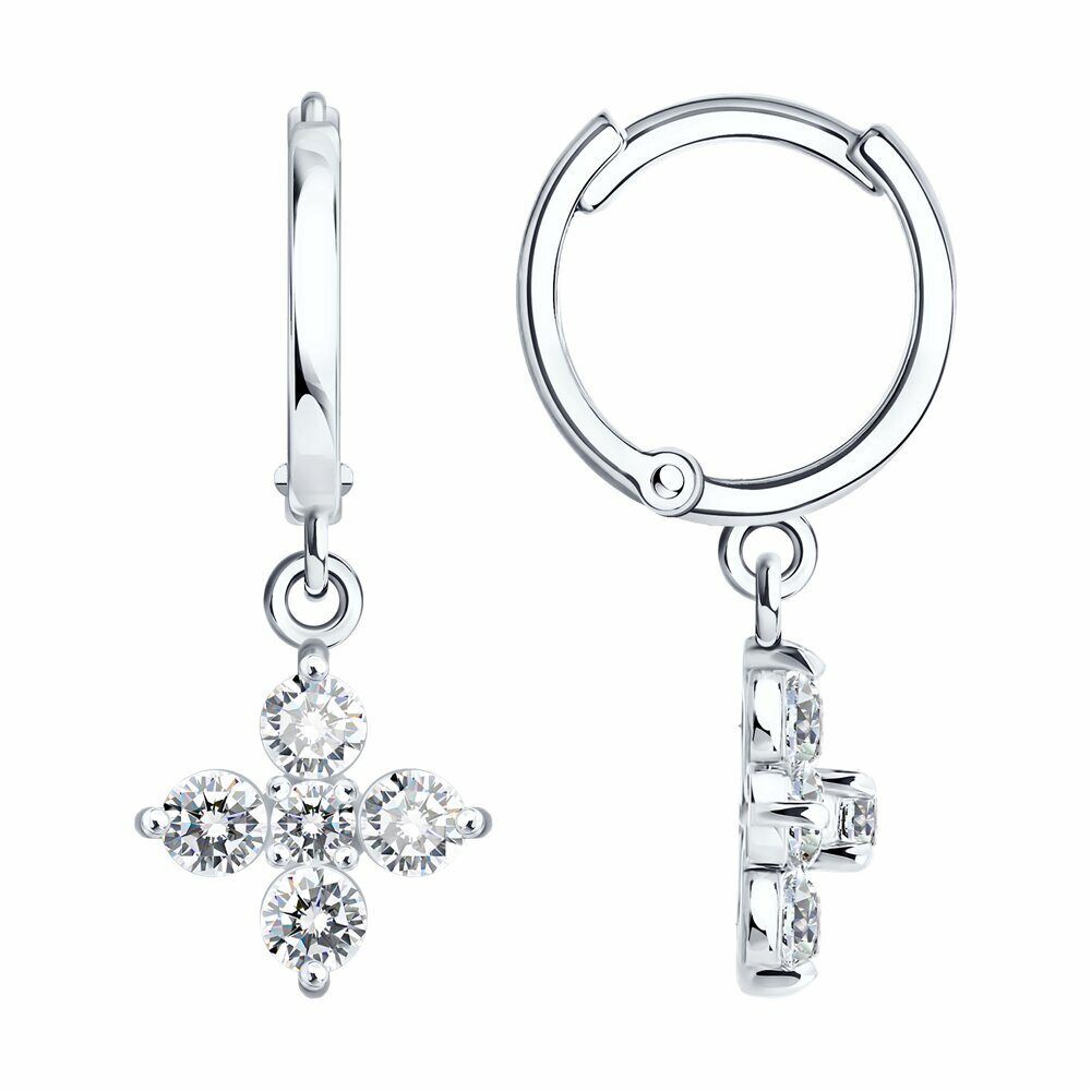 Серьги, белое золото, 585 проба