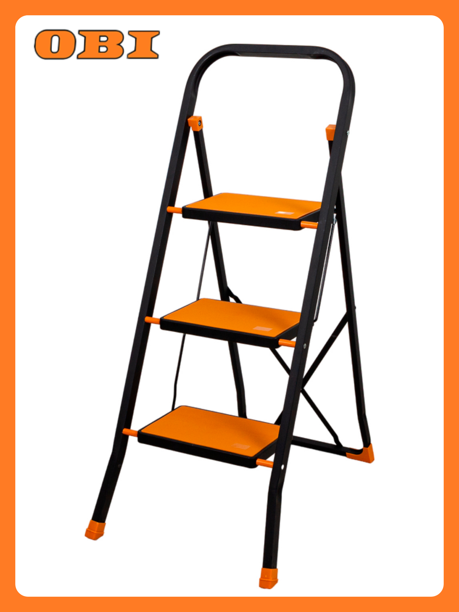 Стремянка Joy Home Tiger, складная, 3 ступени, сталь, нагрузка до 150 кг, черная