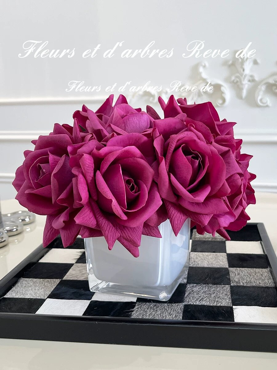 Искусственный цветок розы в стиле французского лайт-люкс, увлажняющий, для декора гостиной, настольный, для обеденного