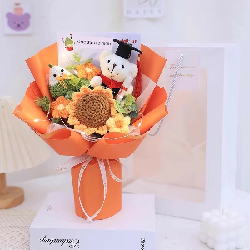 Подарочный букет к окончанию начальной школы и детского сада для девочек, мальчиков и детей, плюшевый мишка, игрушка из