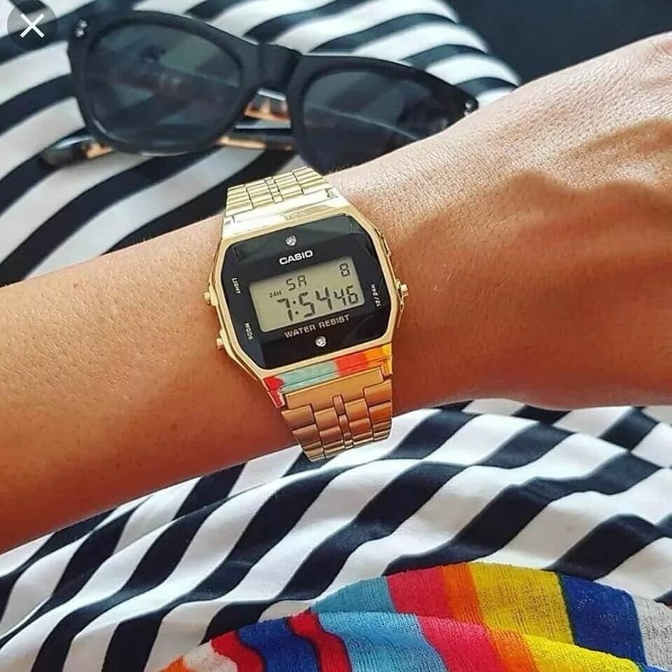 Наручные часы CASIO, золотой, черный — фото 1