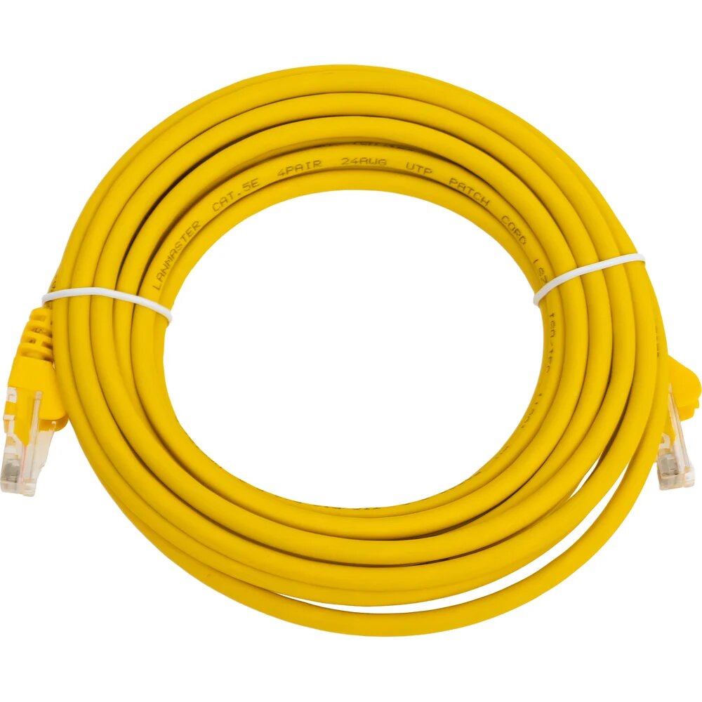 Патч-корд LANMASTER RJ45 - RJ45, 4 пары, UTP, категория 5е, 5 м, желтый
