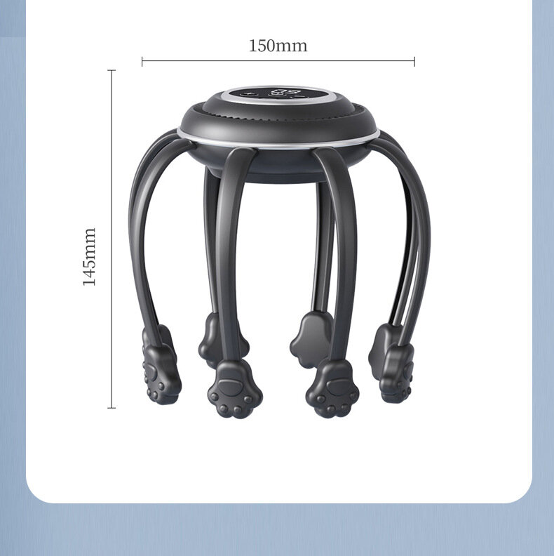 Массажер для головы в виде осьминога, полностью автоматический, с кнопкой для разминания, вибрирующий массажер для головы, полный массаж головы