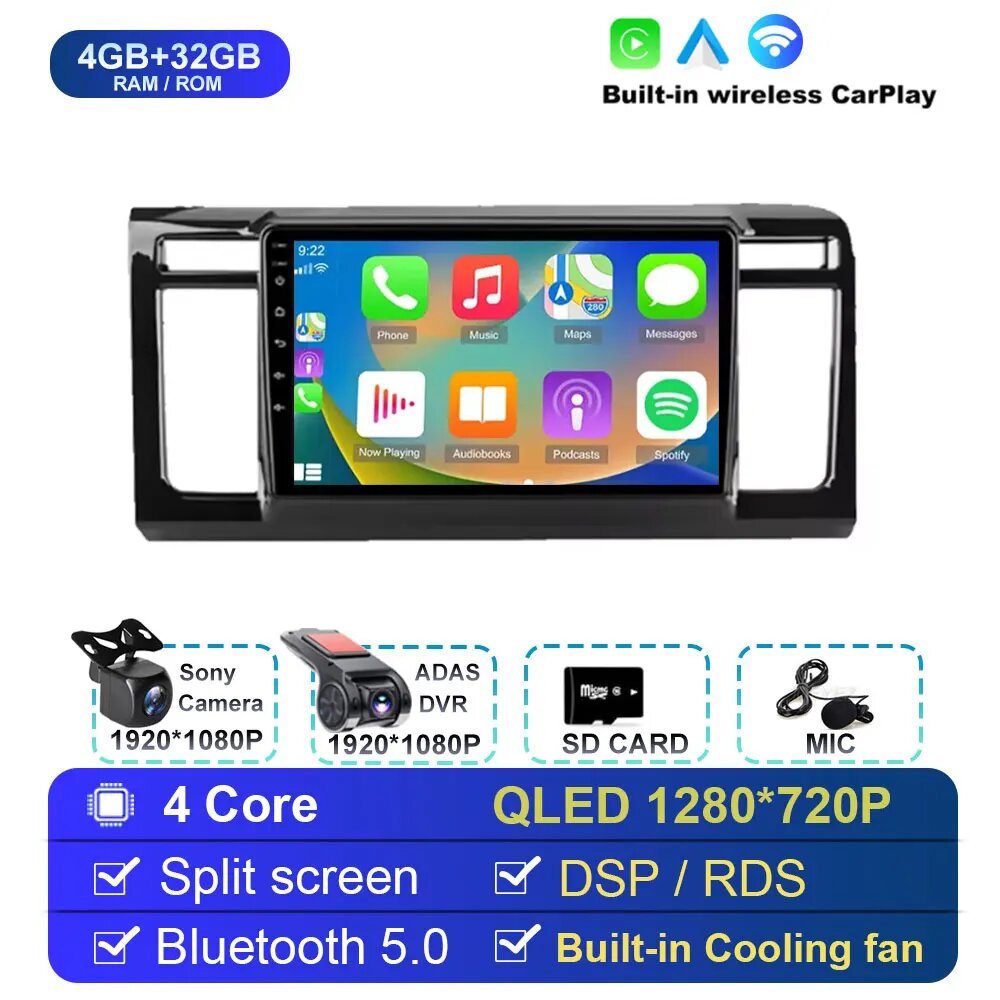 Для Honda N-WGN 2013-2019 Android 15 автомобильный радиоприемник мультимедийный видеоплеер навигация GPS Carplay QLED 4G беспроводной экран DSP 4G-32G CAM DVR