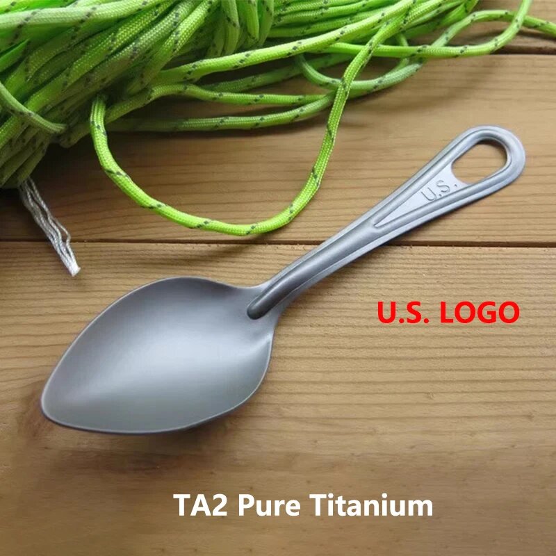 США логотип набор посуды для кемпинга из нержавеющей стали 1pc Titanium Spoon