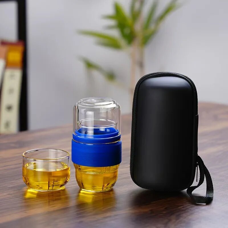 Дорожные чайные наборы ACRDDK со стеклянным чайником Dark blue