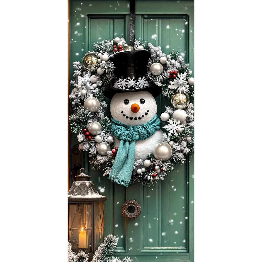 Рождественский венок со снеговиком, Style 4-180X90cm