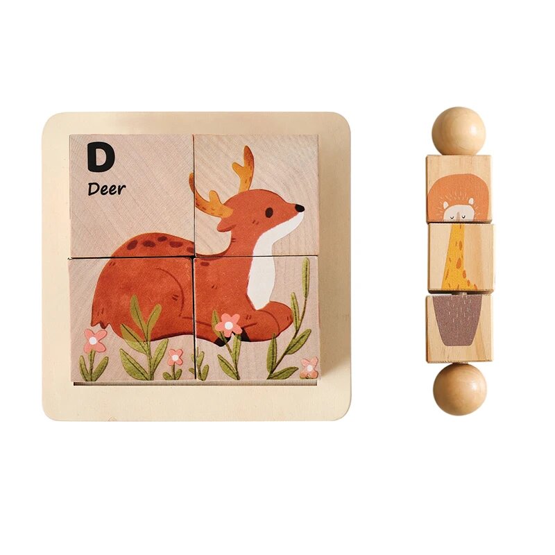 Деревянная головоломка Монтессори с животными 4