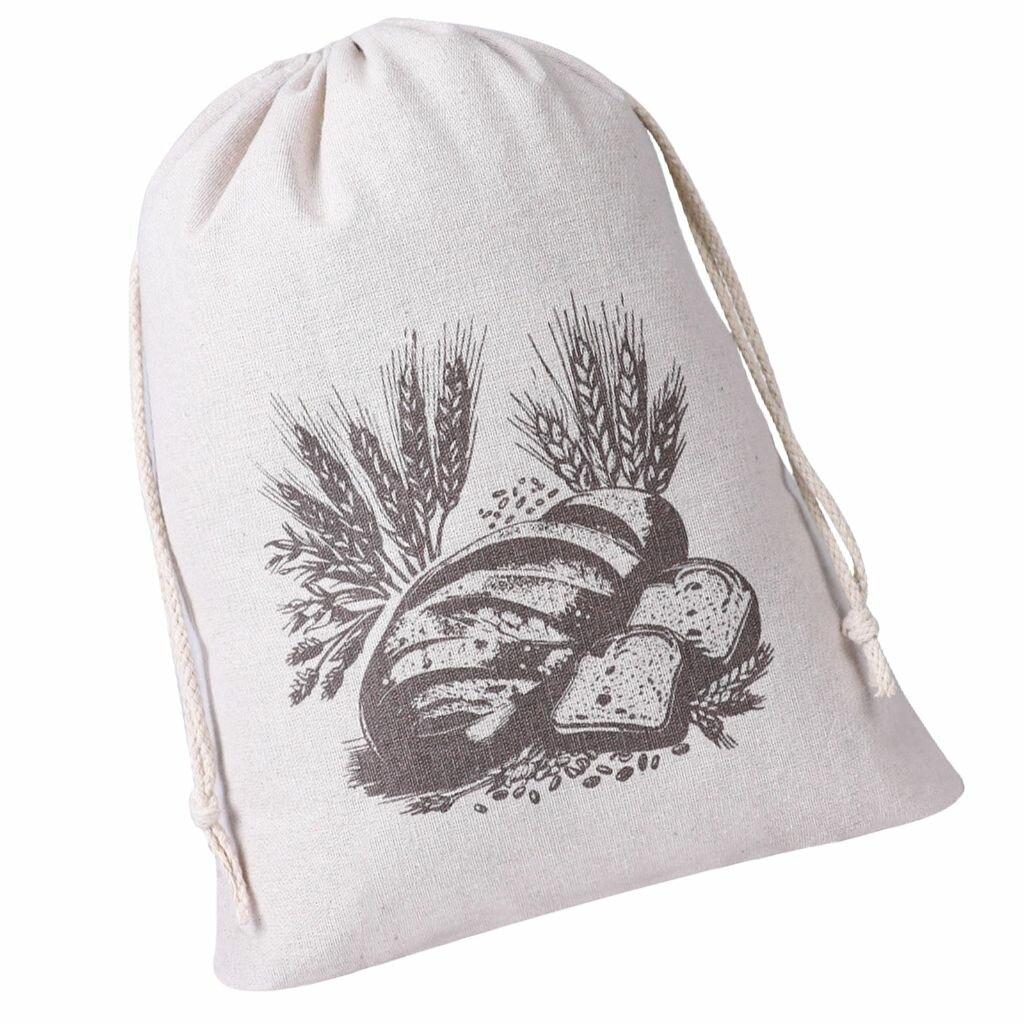 Хлопковая сумка для хранения хлеба с усилением TPU и завязками, - D
