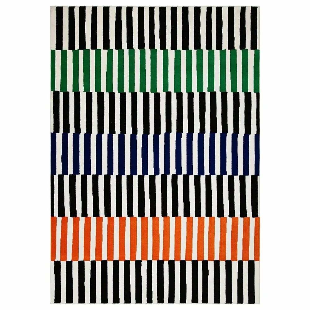 IKEA Ковер IKEA VANDPLATS Большой ковер, разноцветный в полоску, 170x240 см, короткий ворс 170x240 см