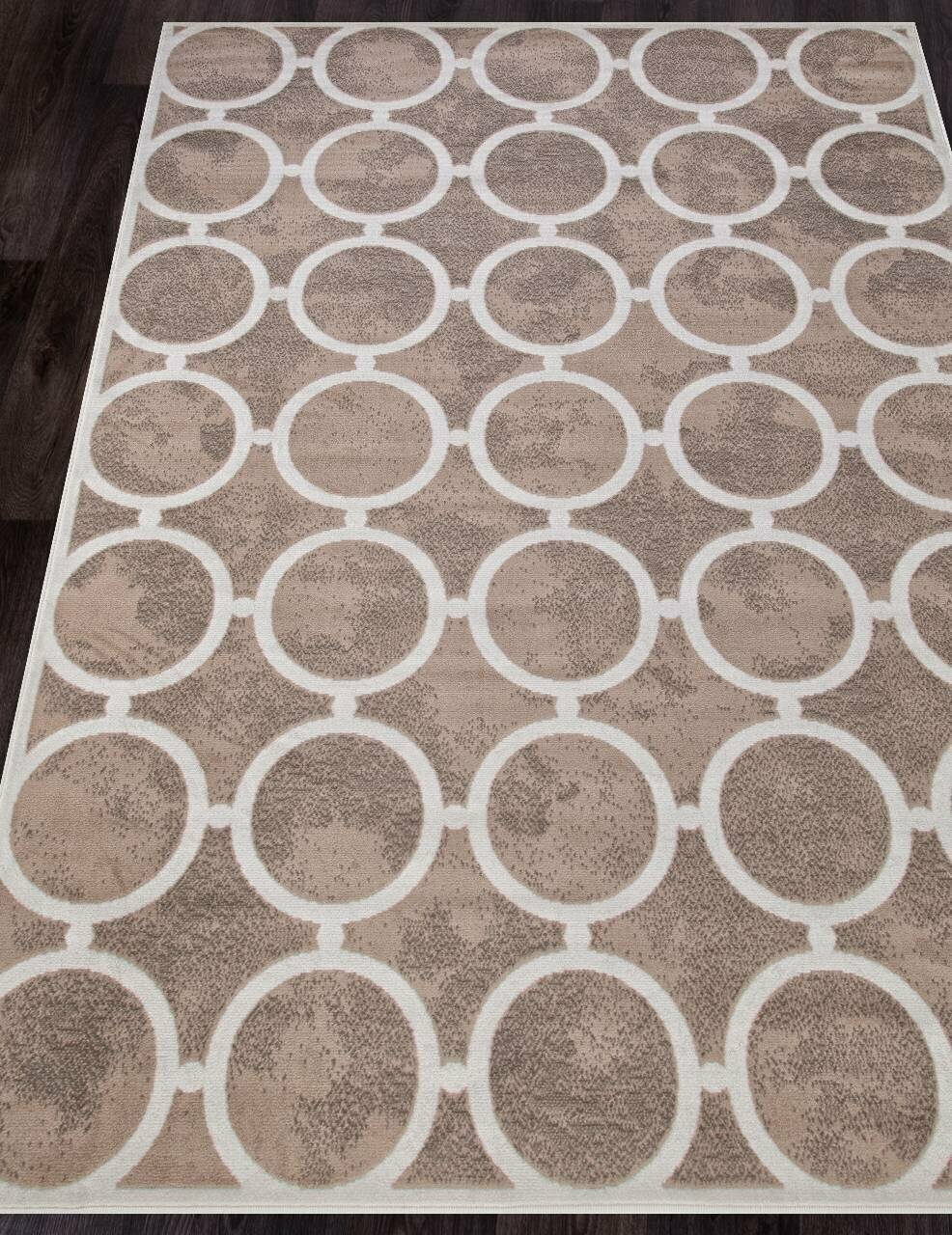 Ковер на пол в гостиную в спальню 150х190 см бежевый современный ворс 7 мм 422527 Kover-Russia