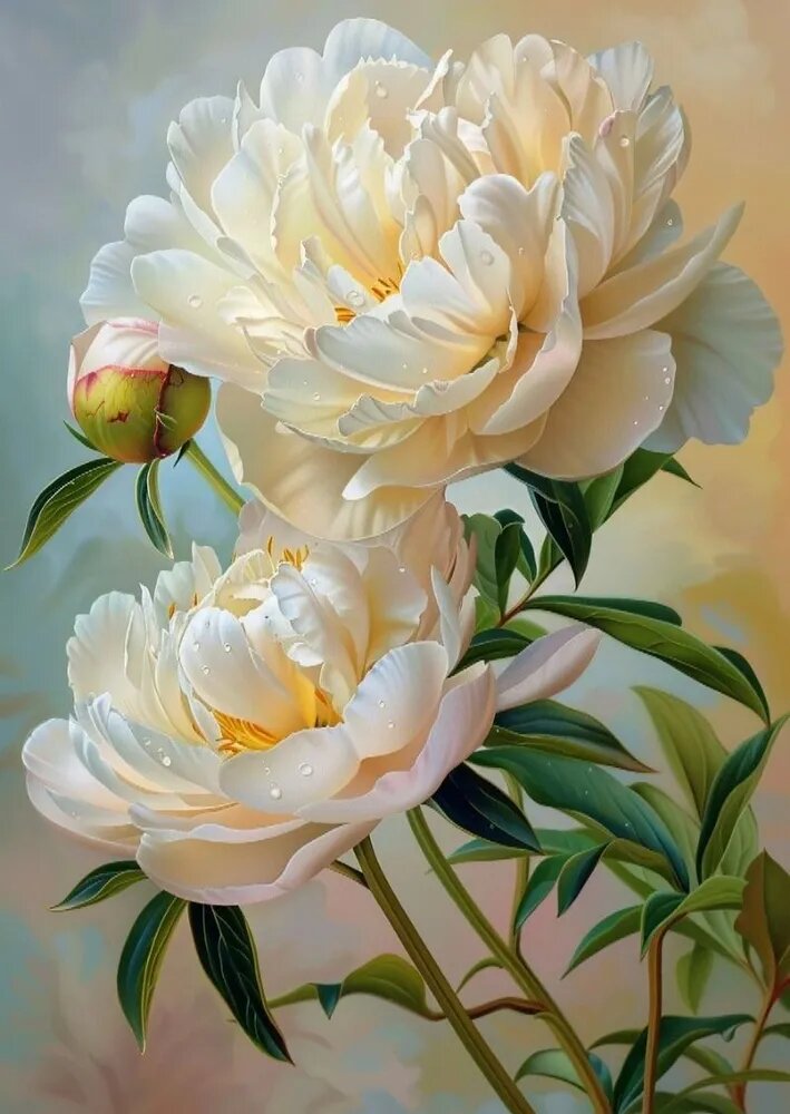 Алмазная Картина "Пион" 40х50 См Алмазная Вышивка / Картина Стразами Подарков