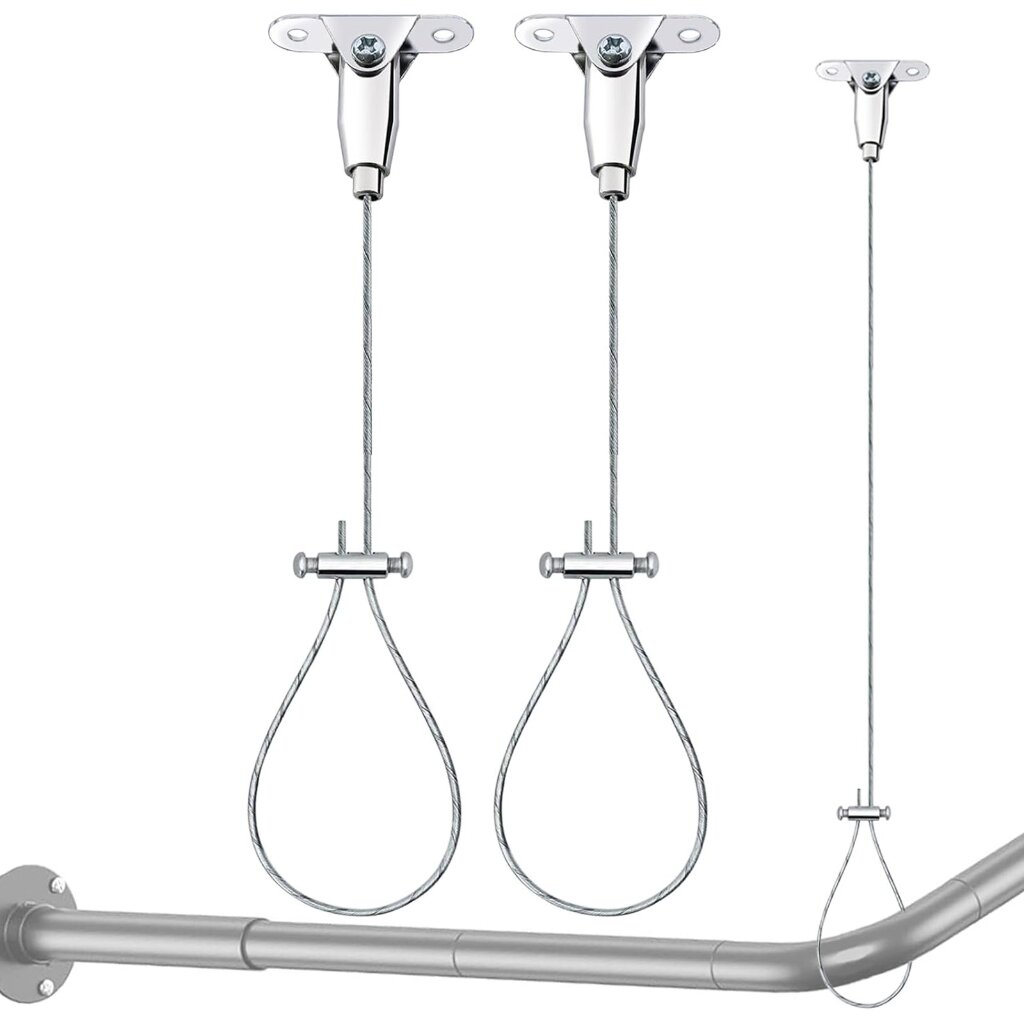 В комплекте 2 устойчивых к коррозии опорных кронштейна для душевой штанги, Веревка регулируемой длины