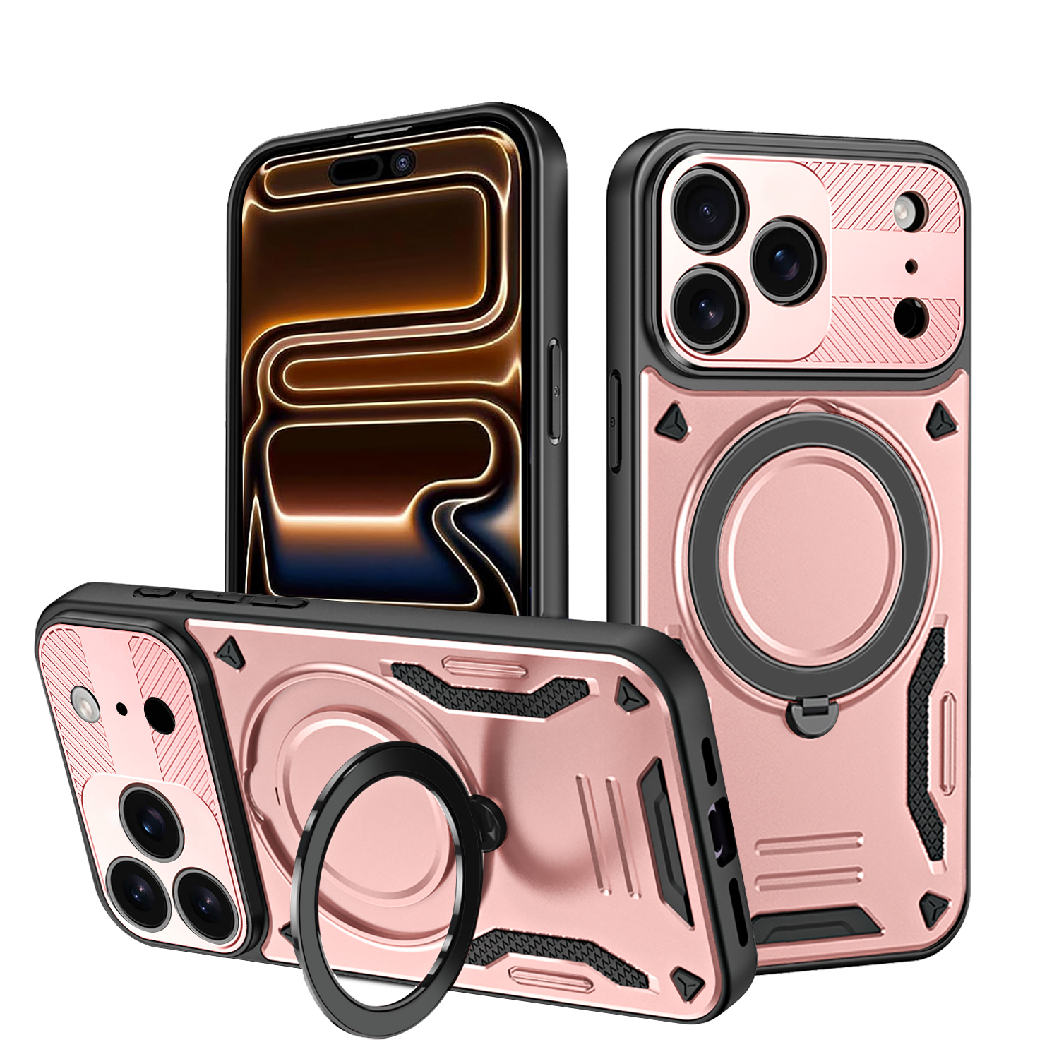 Чехол для Apple iPhone 17 Pro Max / Айфон 17 Про Макс, soft touch, чехол-кардиомонитор, поликарбонат (PC), защита камеры, ударопрочный, встроенная подставка, усиленные углы, Apple, Apple iPhone 17 Pro Max